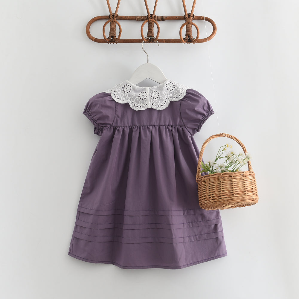 Girls' Floral Collar Cute Dress – Bear Leader