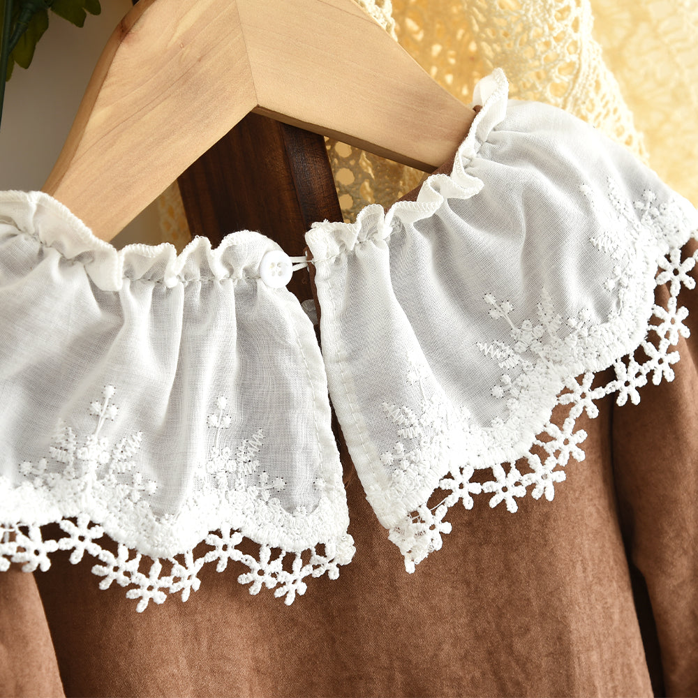 Girls' Lace Collar Vintage Courtly Dress – Bear Leader